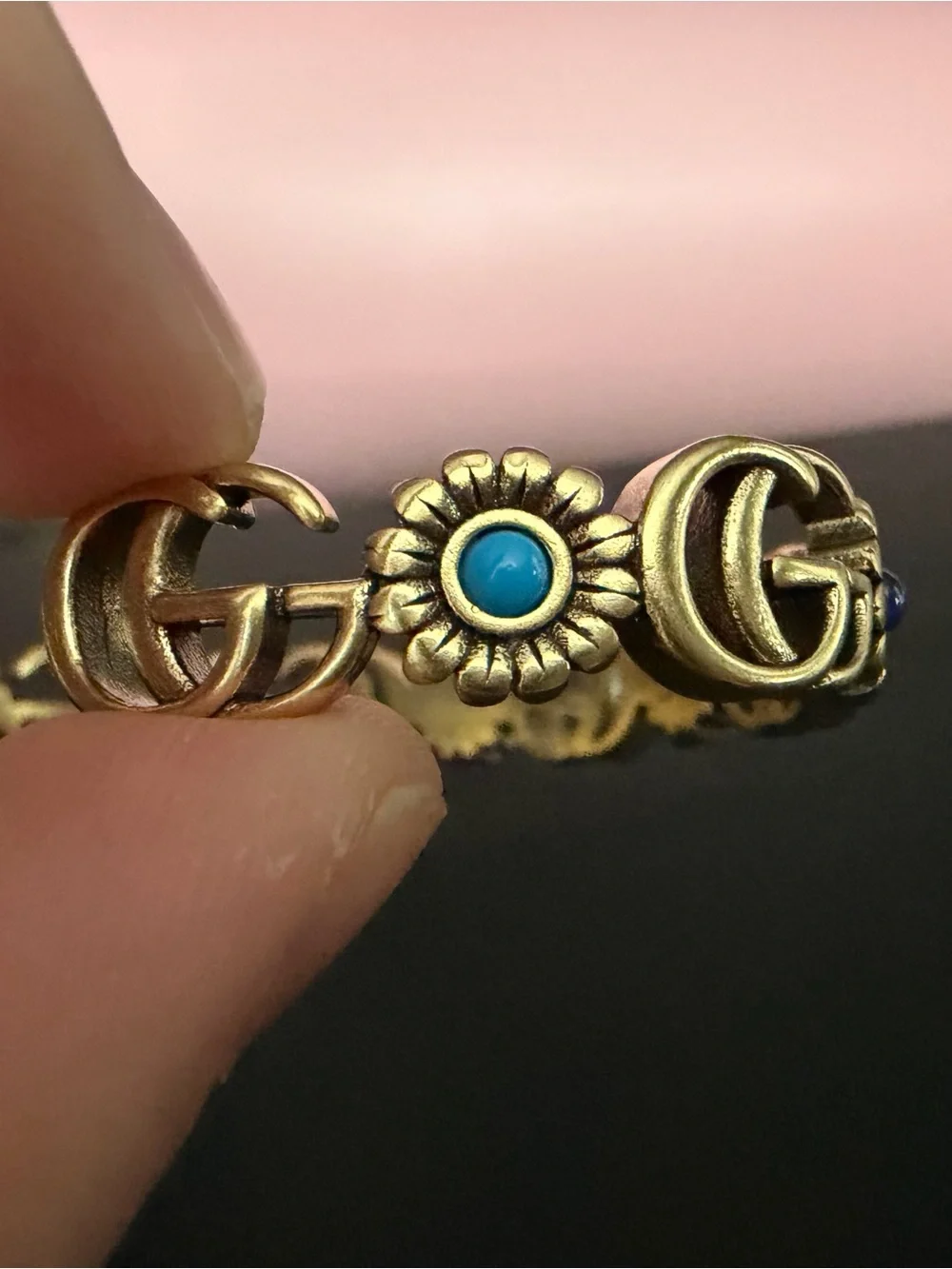 Gucci | Jewelry | Gucci Double G Floral Open Cuff Bracelet Gold Tone ...